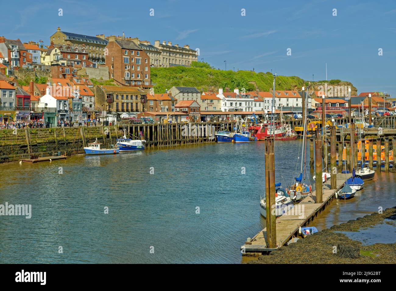 Whitby Harbour and the estuary of the River Esk in North Yorkshire ...