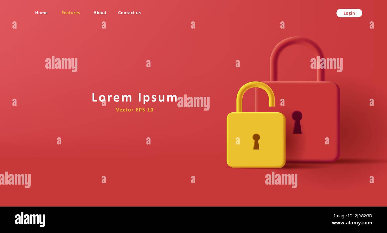 3d composition with render illustration of padlocks open and closed ...