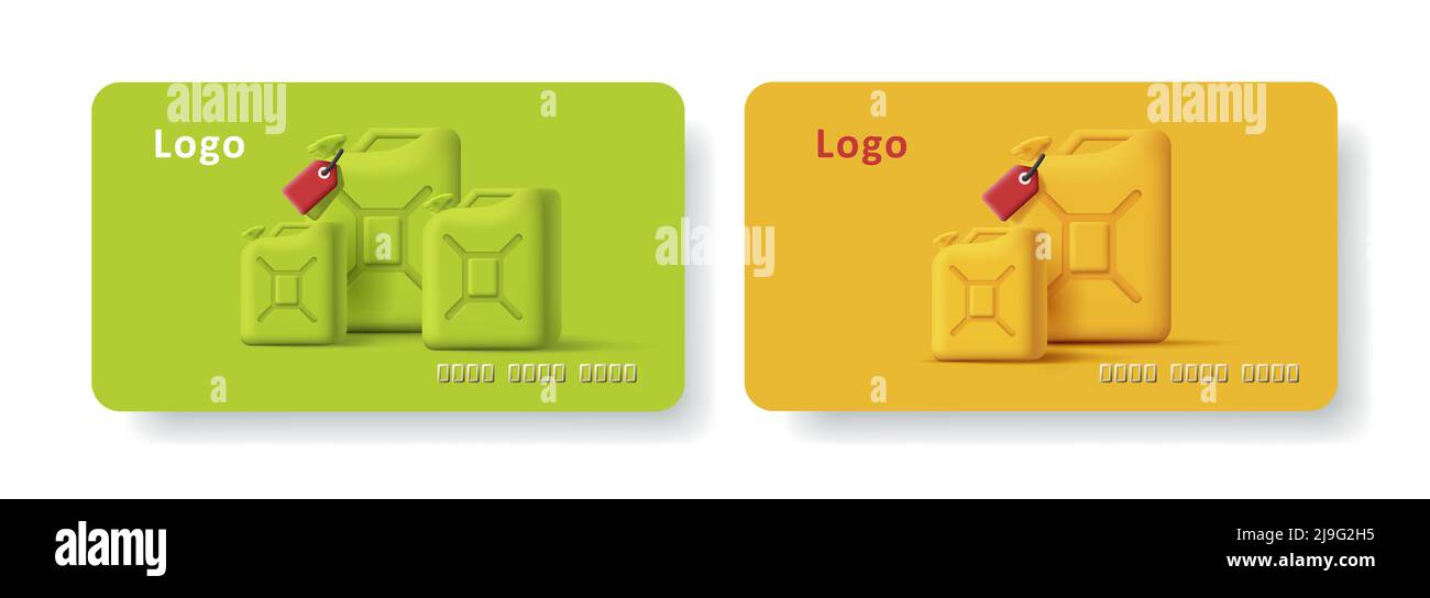 Discount card template with 3d illustration of fuel canisters Stock ...