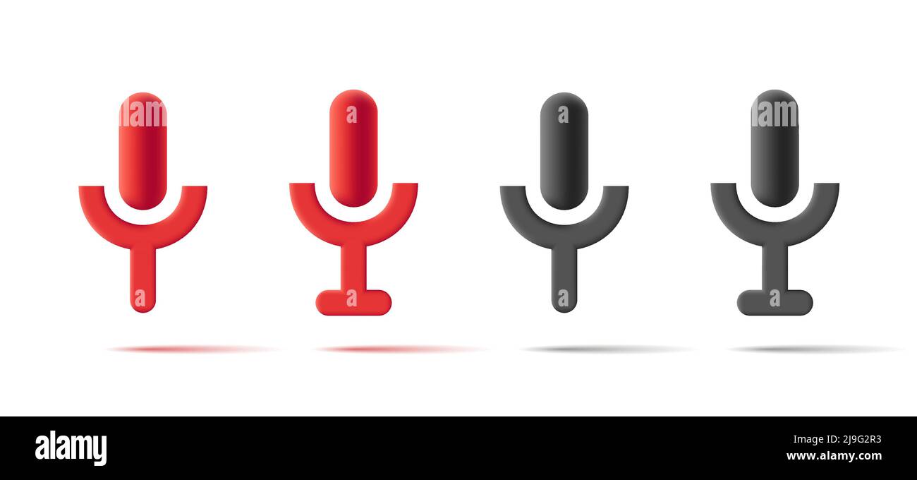 Mic digital icons set, retro looking microphone, voice recognition UI ...