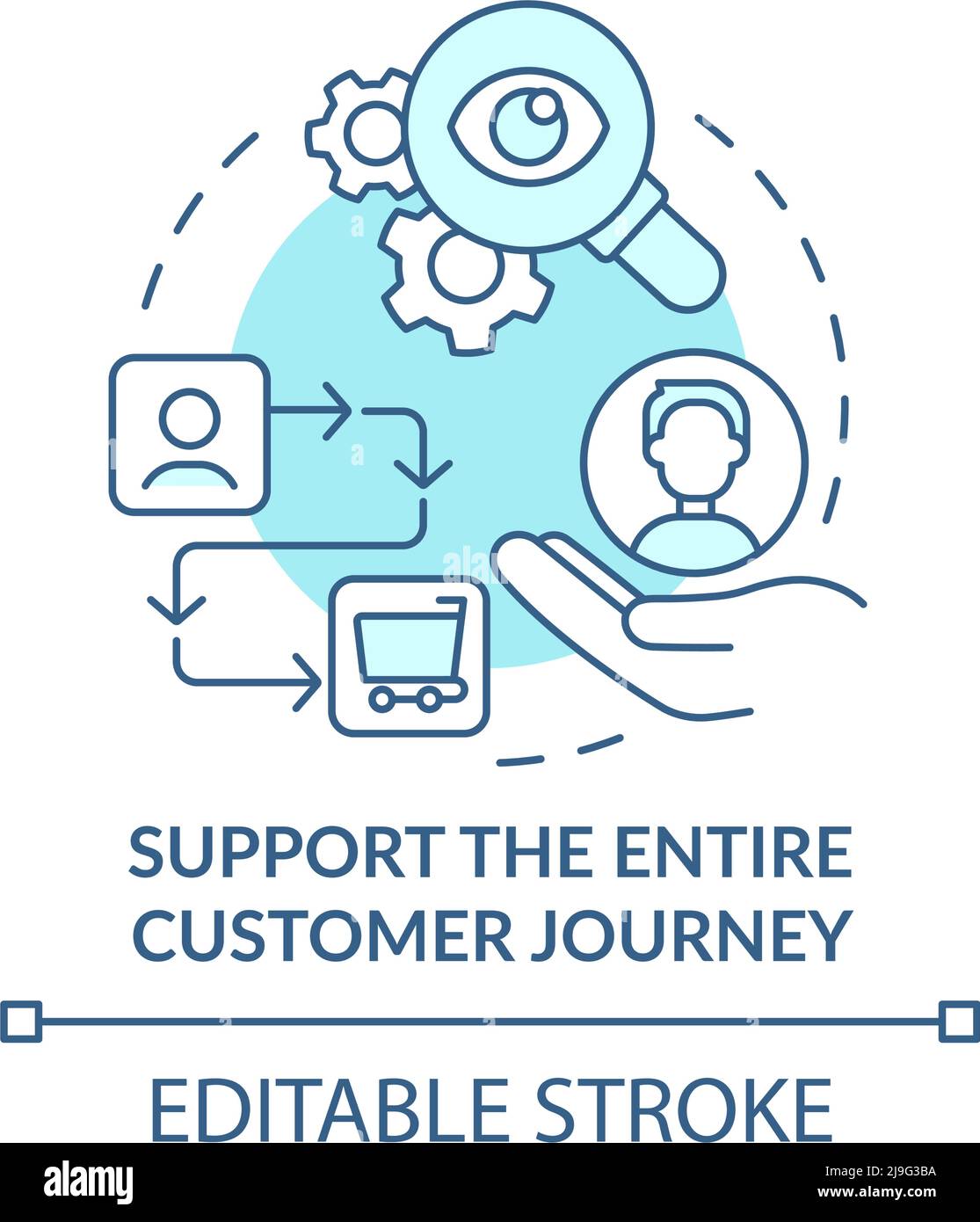 Support entire customer journey turquoise concept icon Stock Vector ...