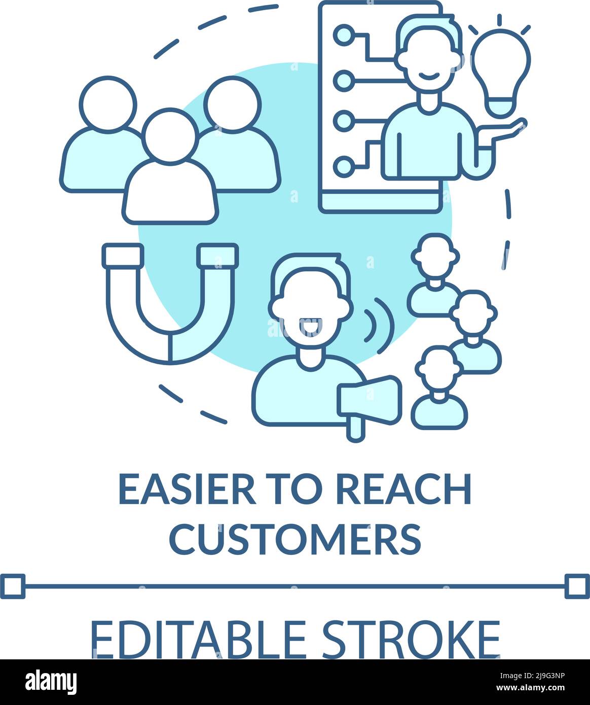 Easier to reach customers turquoise concept icon Stock Vector Image ...