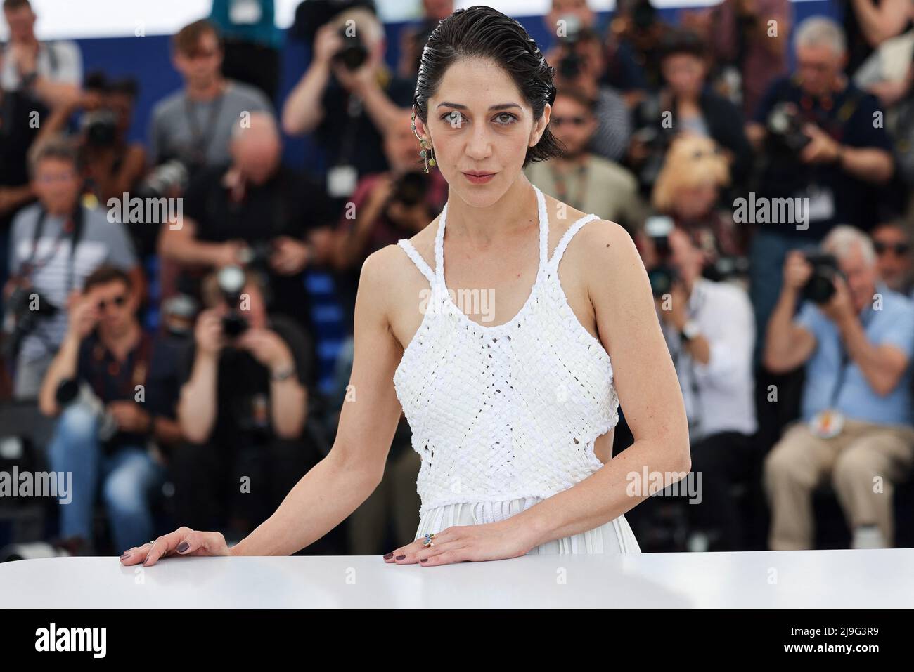Cannes, France. 23rd May, 2022. Zar Amir Ebrahimi attends the photocall for "Holy Spider" during ...