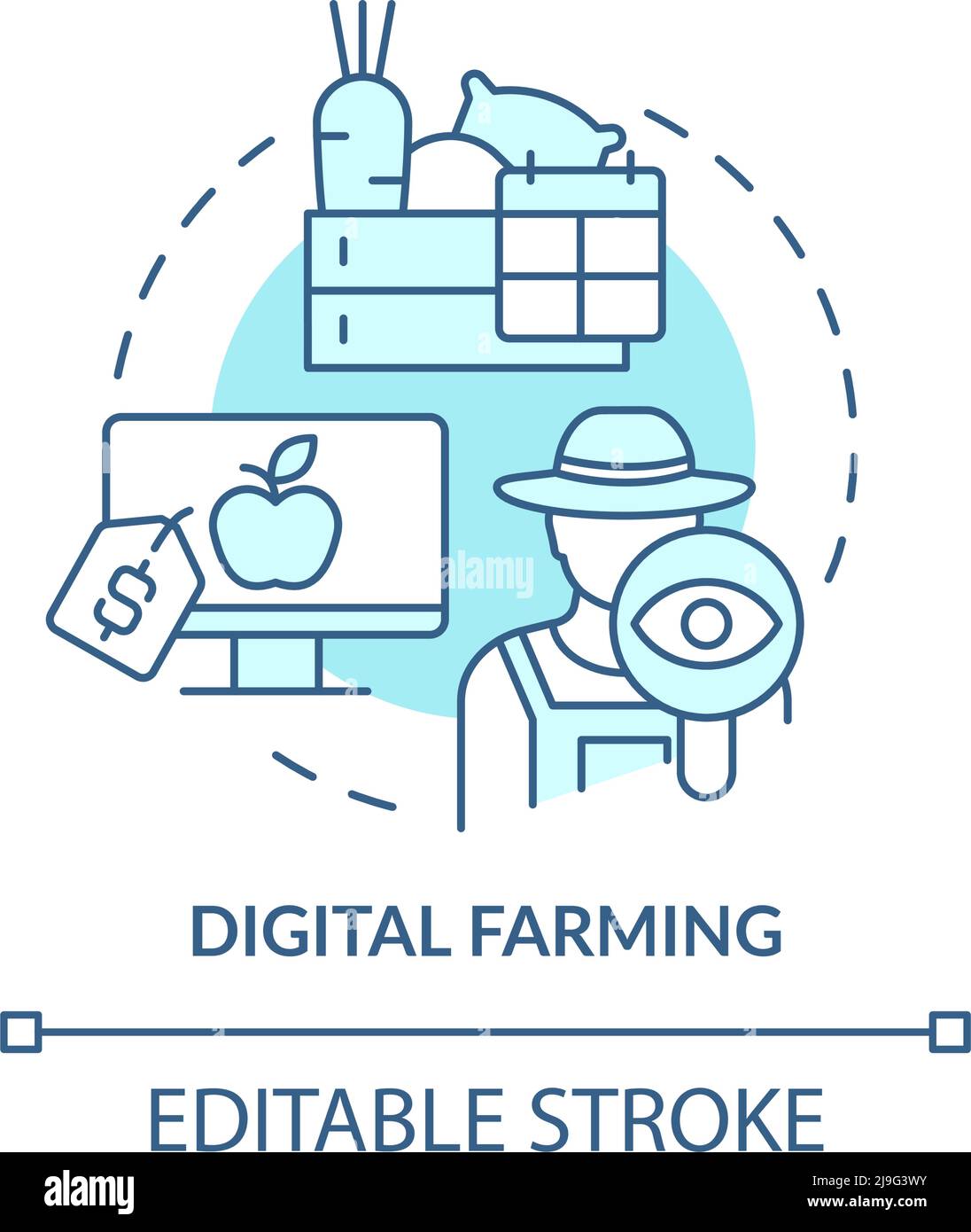 Digital farming turquoise concept icon Stock Vector Image & Art - Alamy