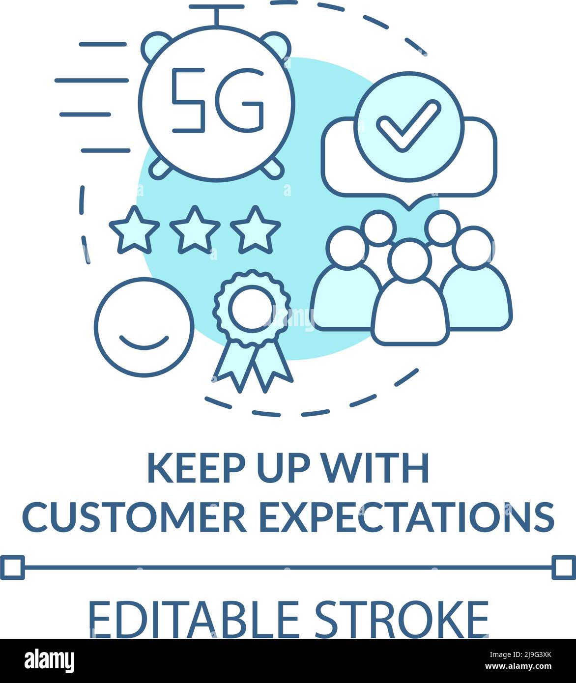 Keep up with customer expectations turquoise concept icon Stock Vector ...