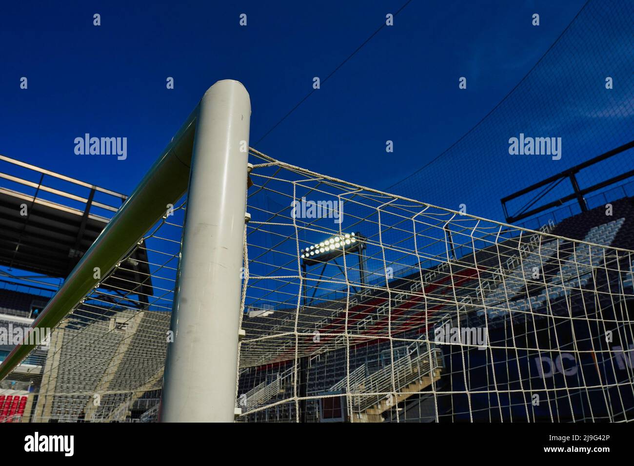 Goal post and net on a soccer pitch Stock Photo - Alamy