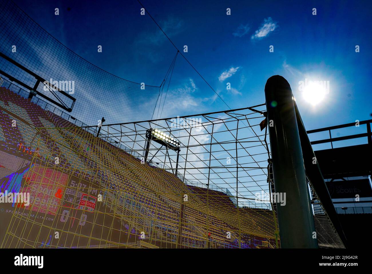 Goal post and net on a soccer pitch Stock Photo - Alamy