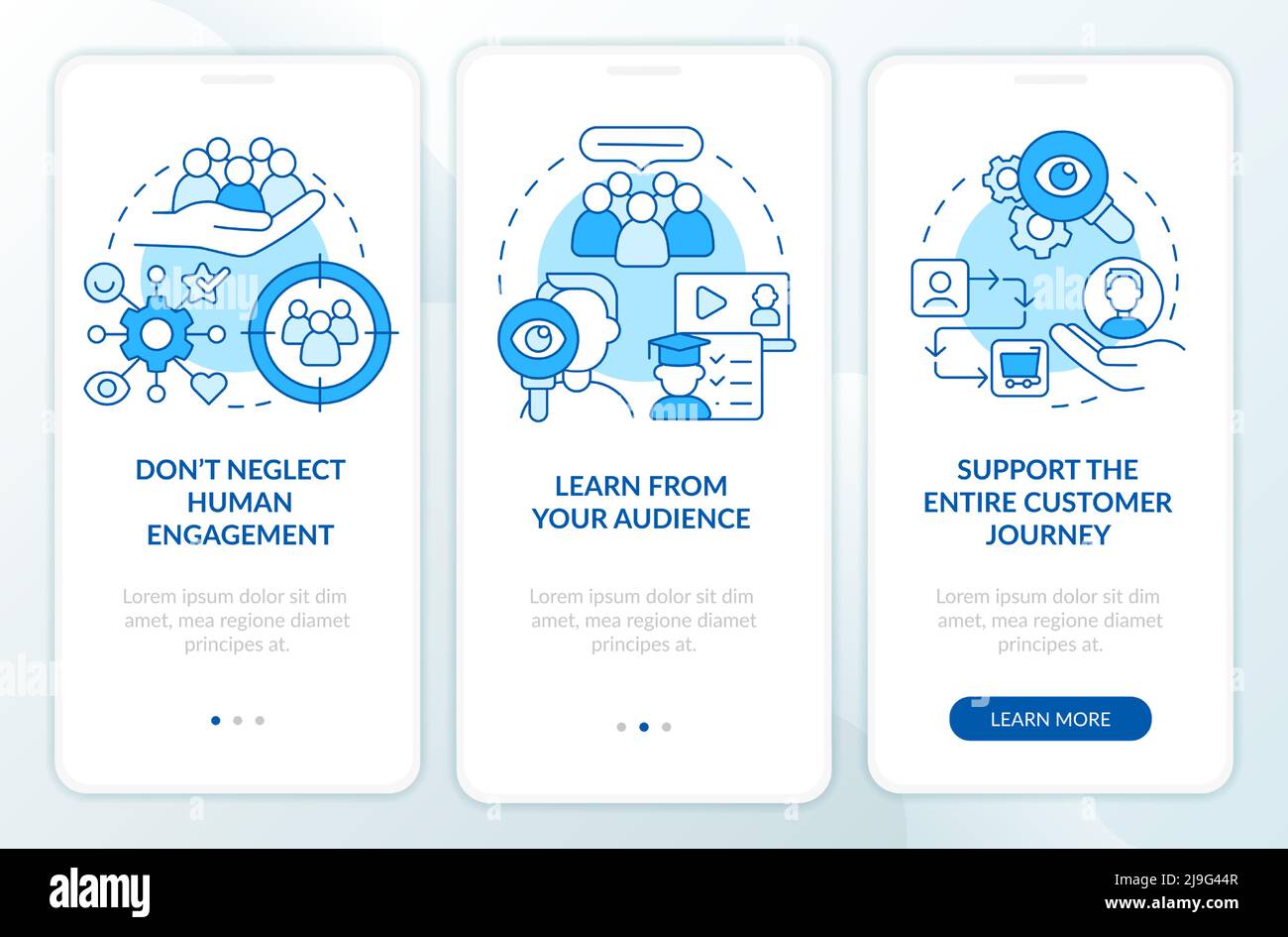 People first mindset blue onboarding mobile app screen Stock Vector ...