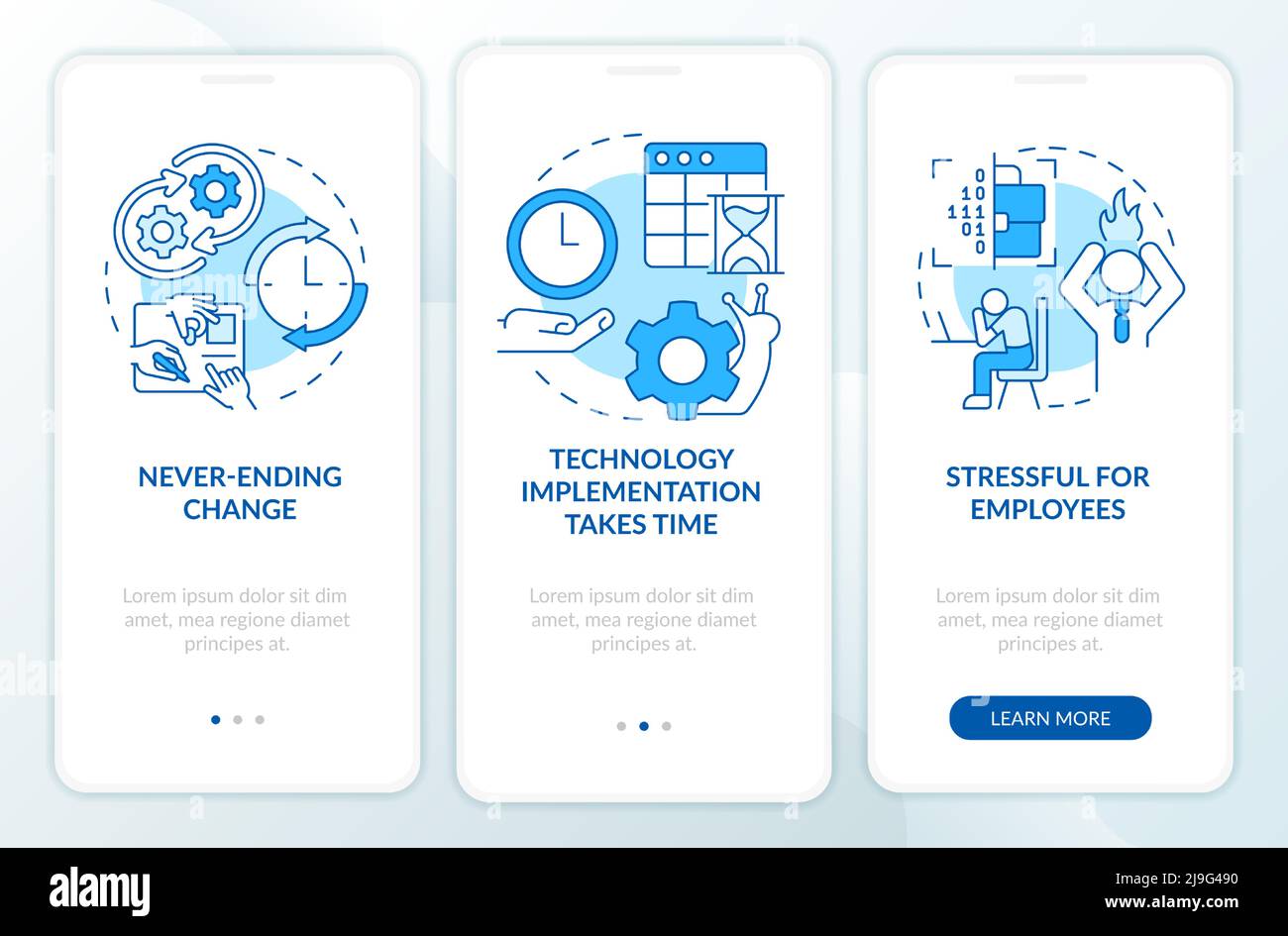 Digital transformation cons blue onboarding mobile app screen Stock ...
