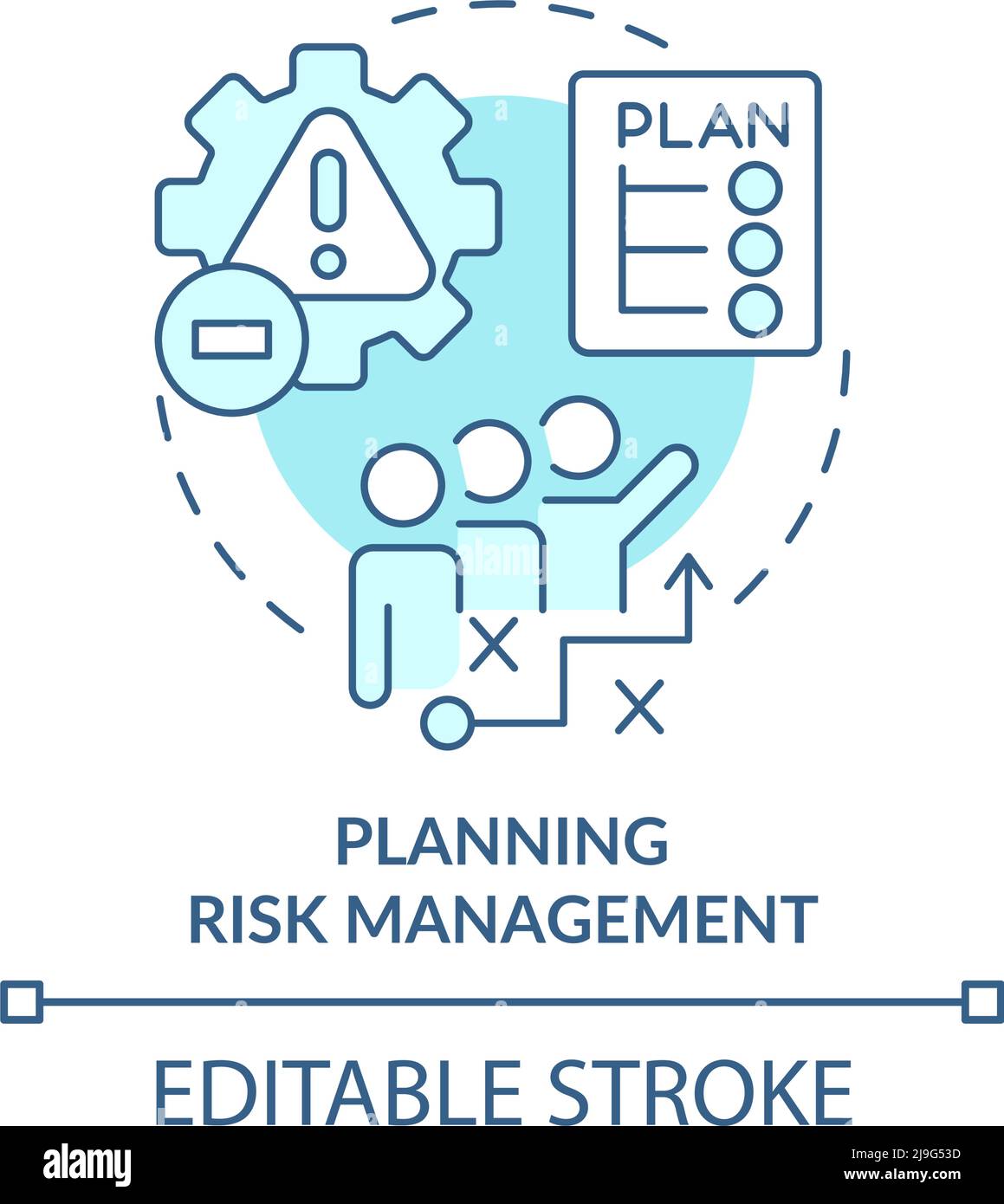 Planning risk management turquoise concept icon Stock Vector Image ...