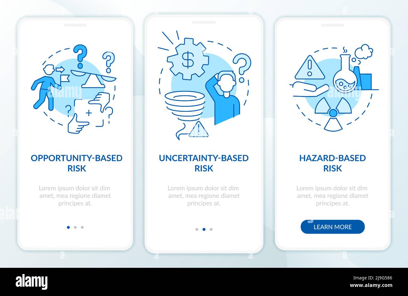 Risks types blue onboarding mobile app screen Stock Vector Image & Art ...