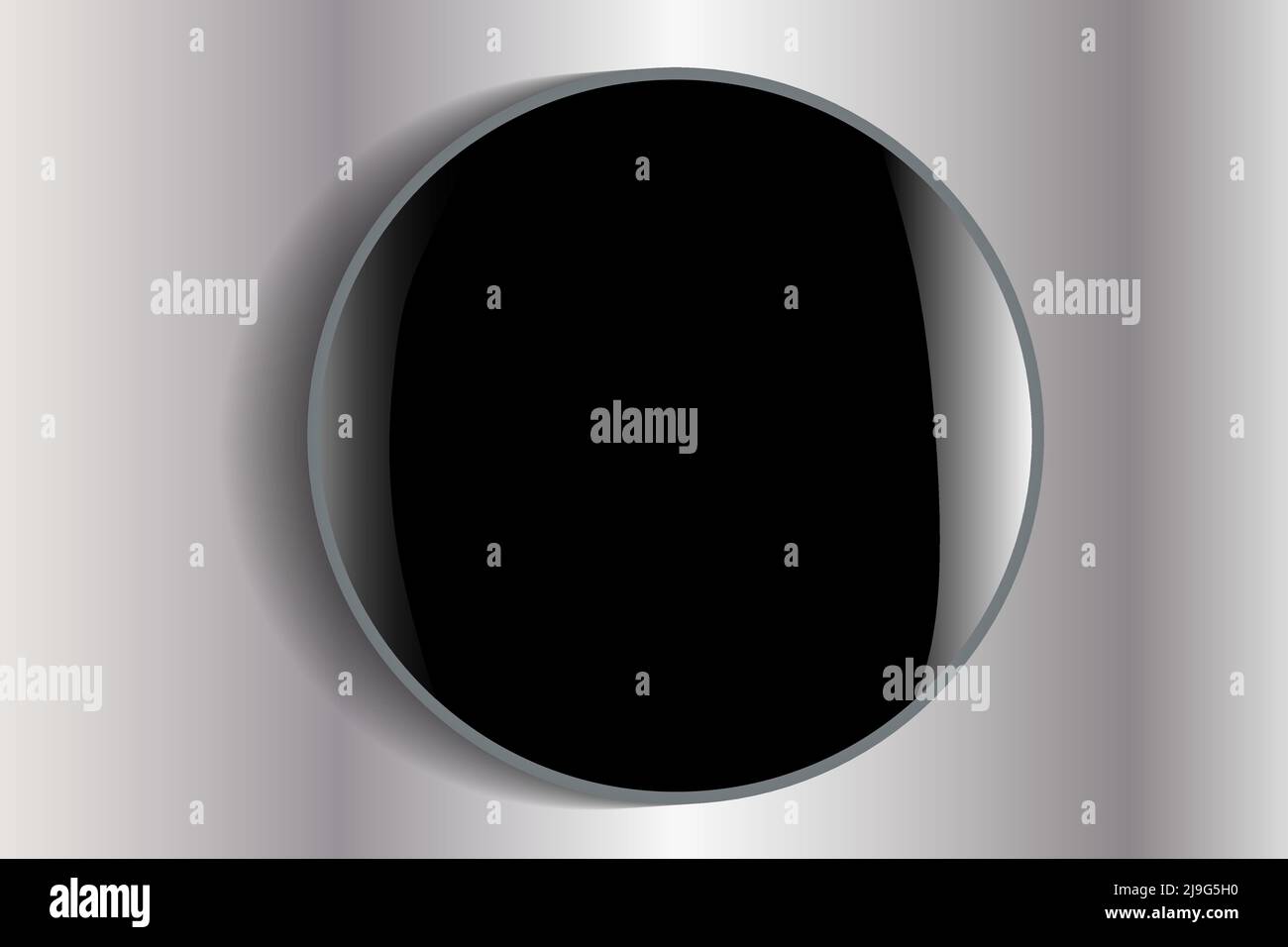 round convex glossy object. the button, the magnet is black. on a gray ...