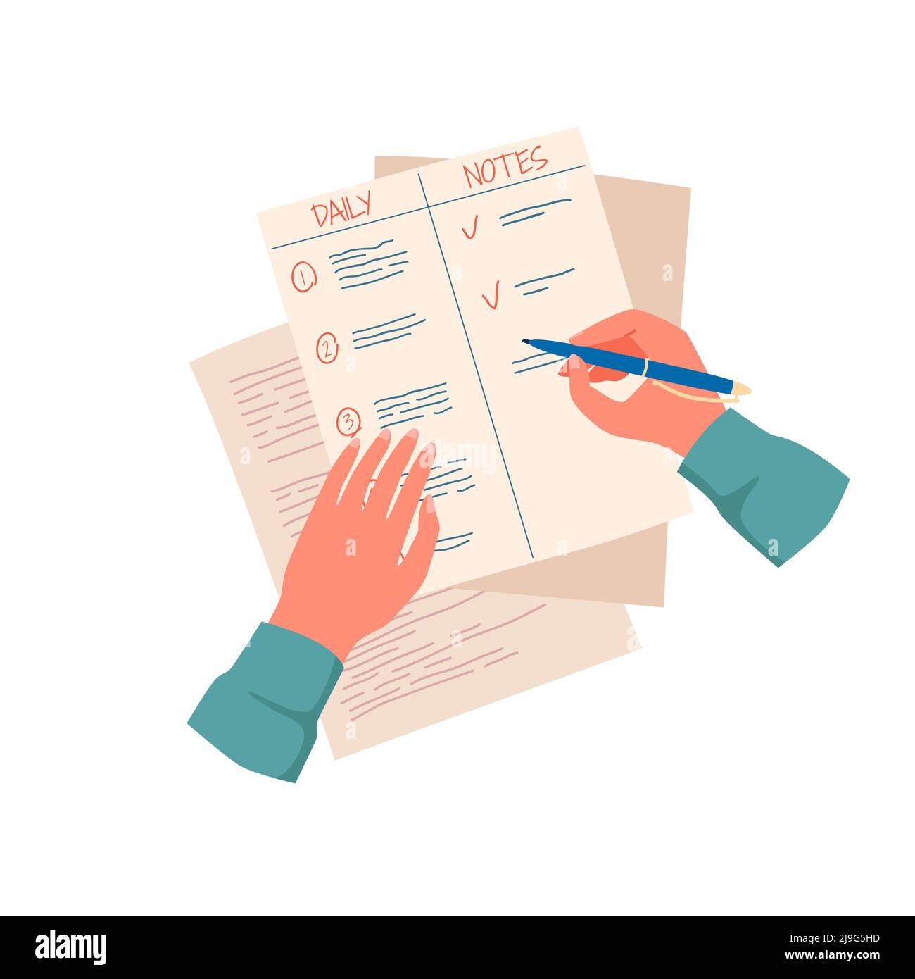 Hand writing notes, memo list of important subjects and daily tasks on ...