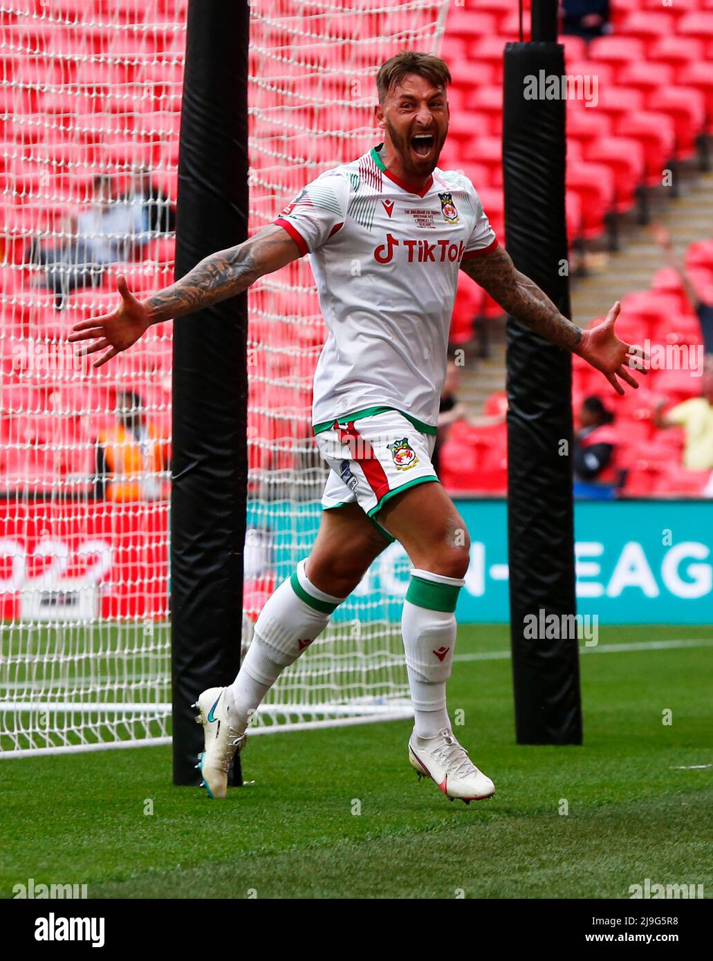LONDON, ENGLAND - MAY 22: Wrexham's Jake Hyde celebrates his goal was ...