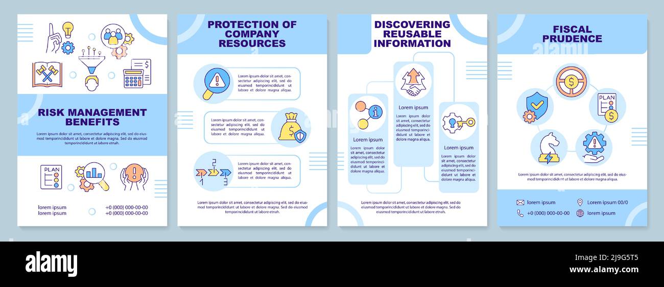 Risk management benefits blue brochure template Stock Vector Image ...
