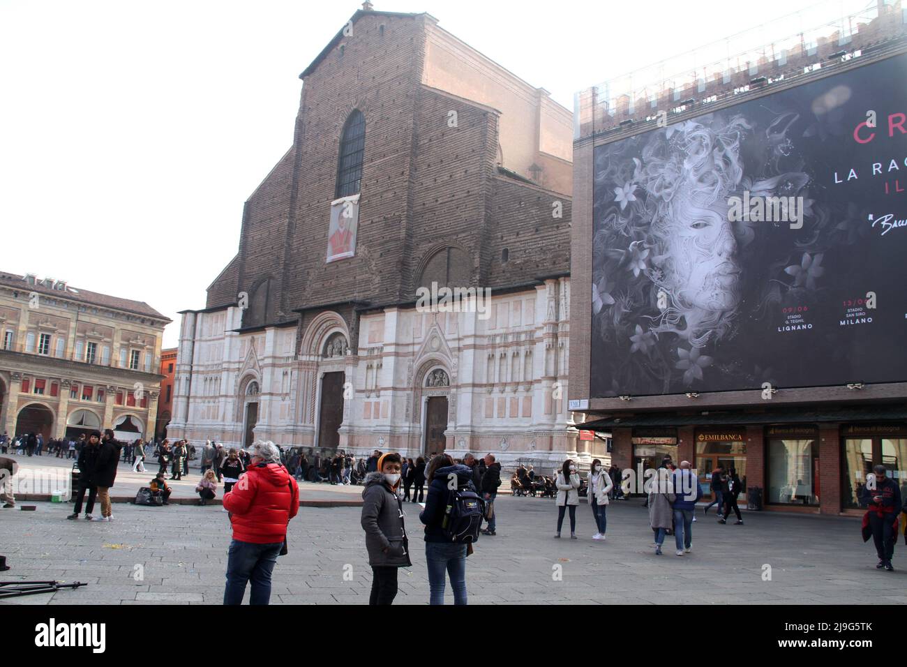 Bologna, Italy. The famous Church of Saint Petronius in Piazza Maggiore ...