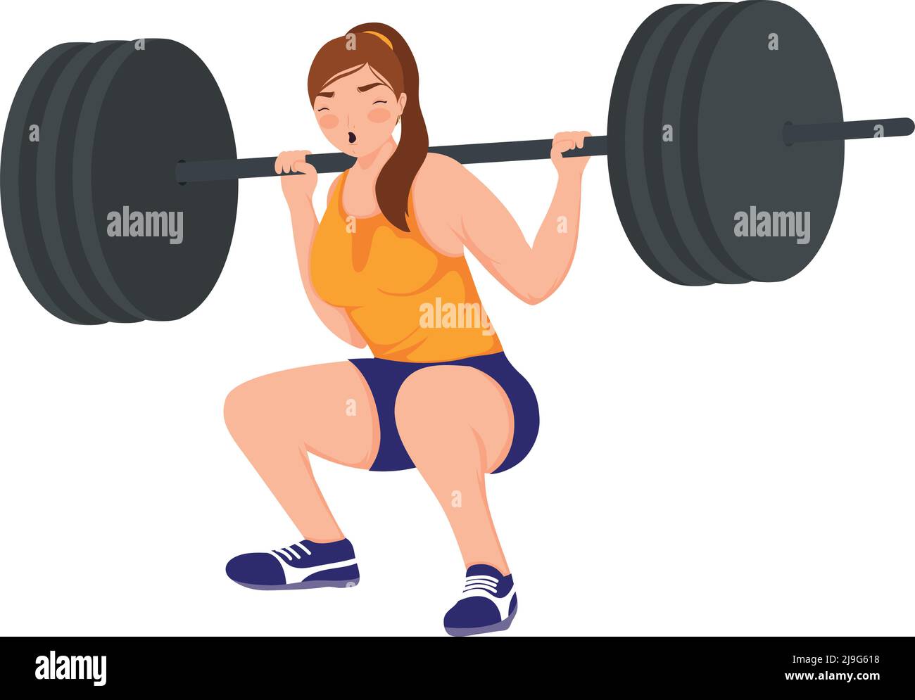 strong woman lifting weight character Stock Vector Image & Art - Alamy