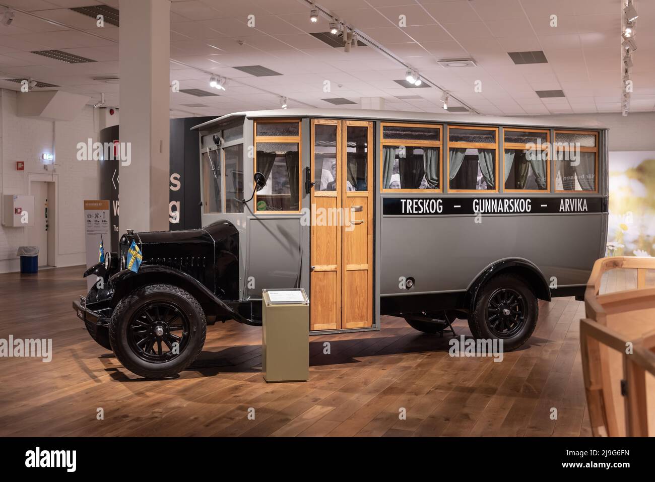 Göteborg, Sweden - April 10 2022: Grey and black 1928 Volvo LV45 bus on ...