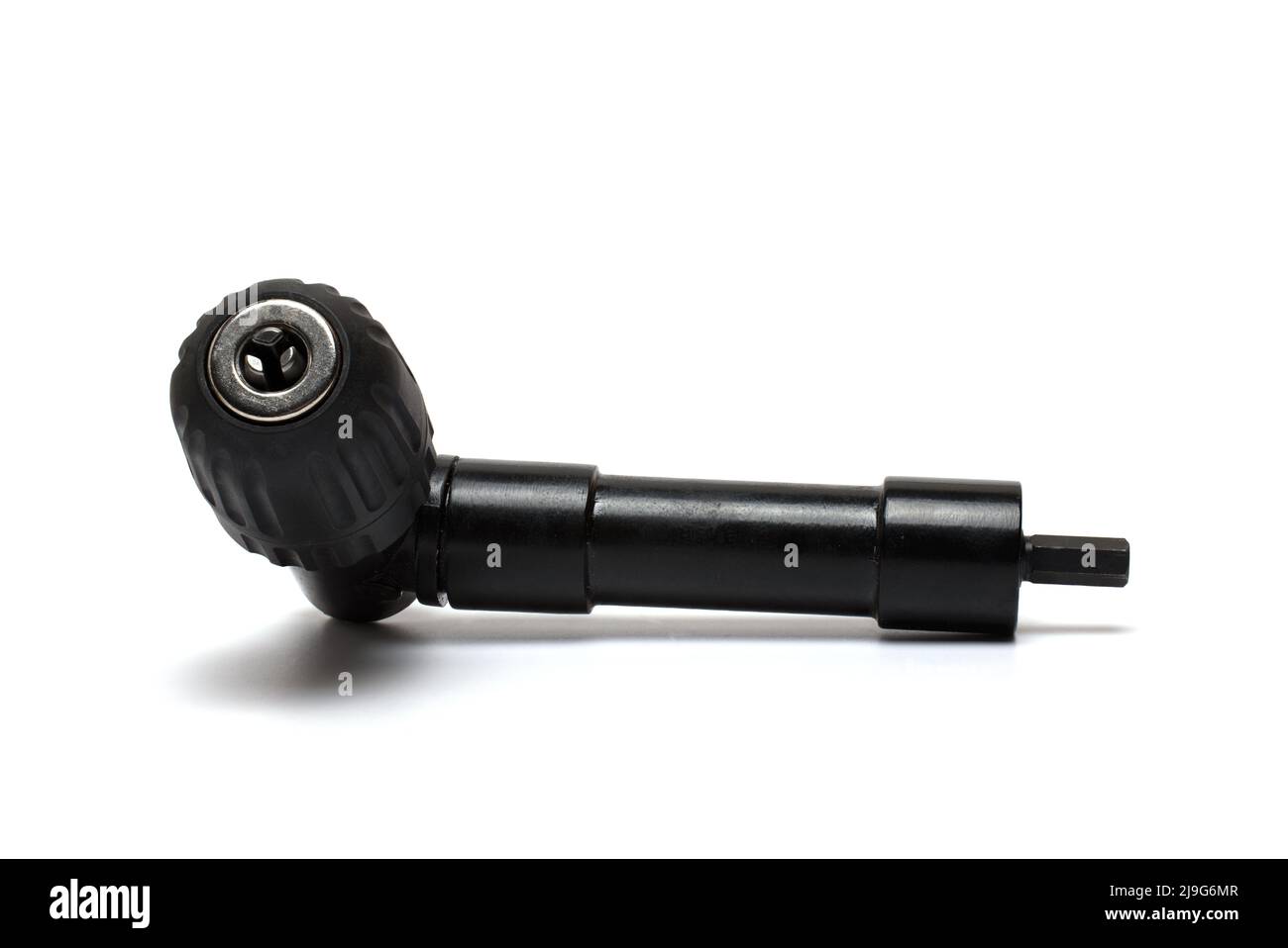 Close up of sideways black solid 90 degree metal angle drill bit for ...