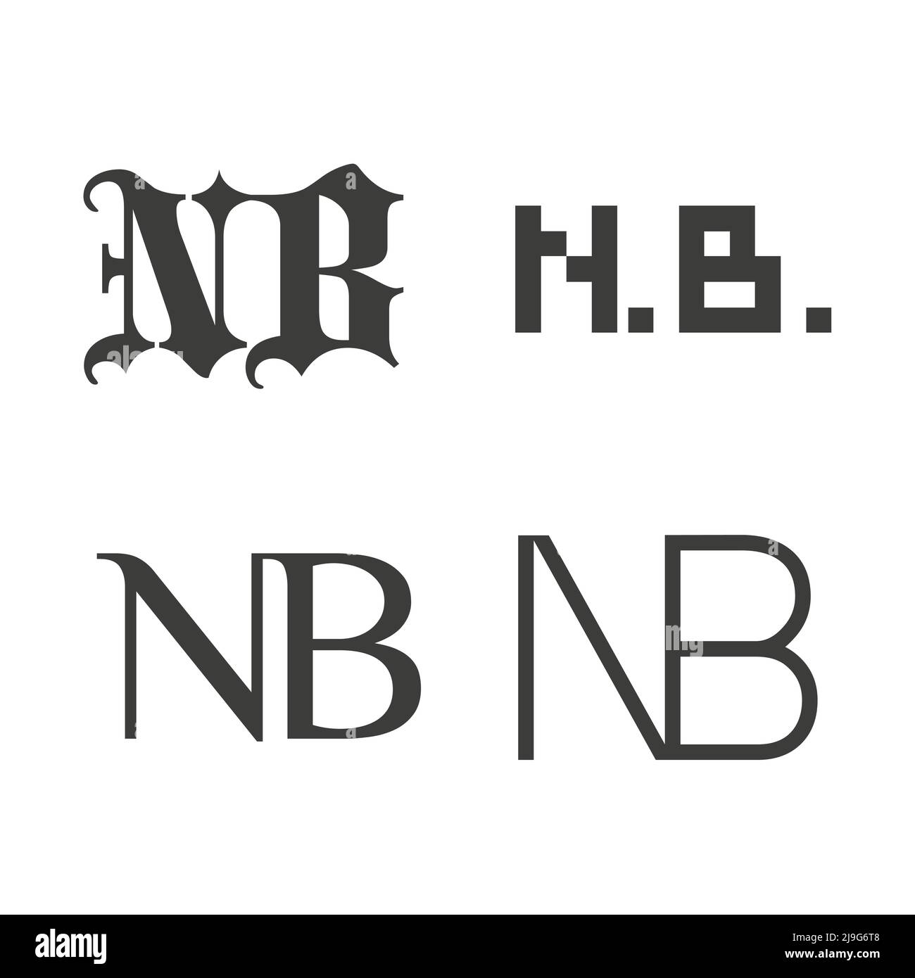 Nota Bene note black icon. Gothic, pixel, classic and modern fonts. NB ...
