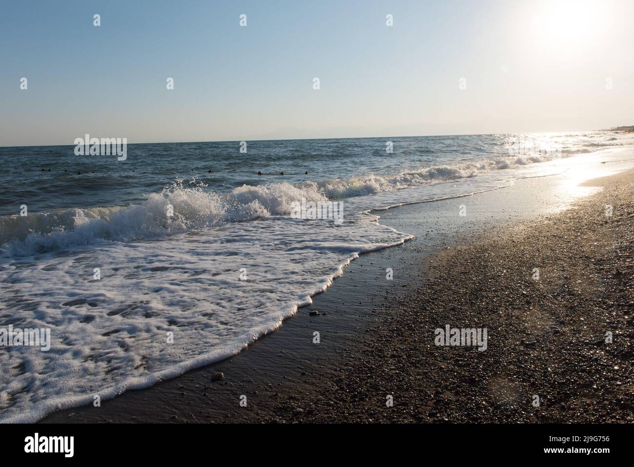 The seaside, beach of Baltic Sea. View with sand, sky, sea Stock Photo ...