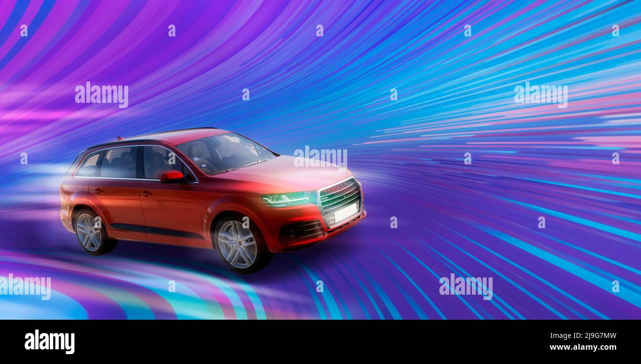 red car fresh air ecological clean. 3d render Stock Photo - Alamy