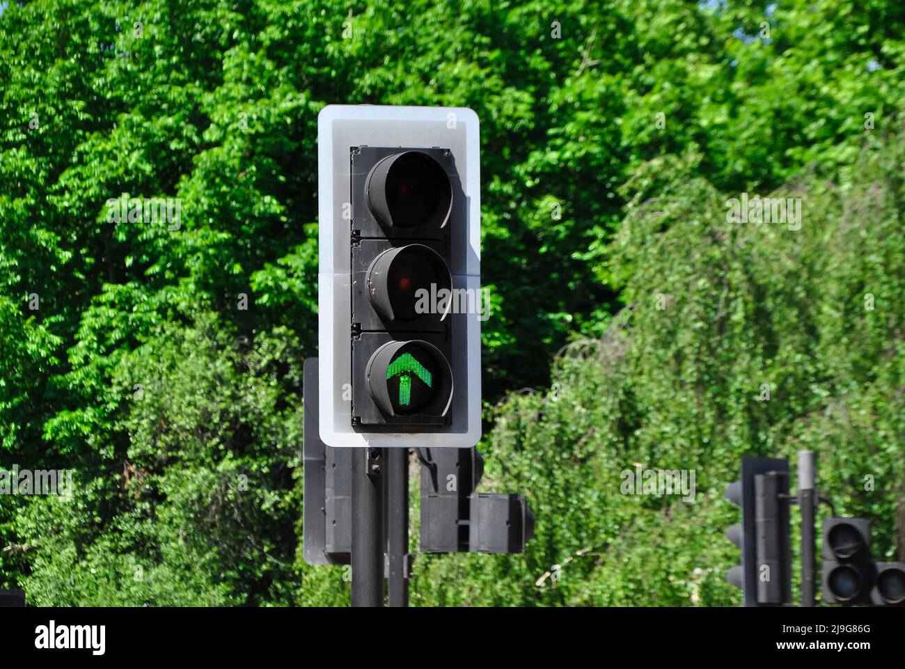 Traffic lights on the city streets green yellow red light Stock Photo ...