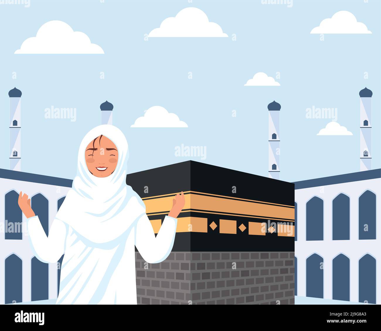 islamic pilgrimage woman in mecca card Stock Vector Image & Art - Alamy