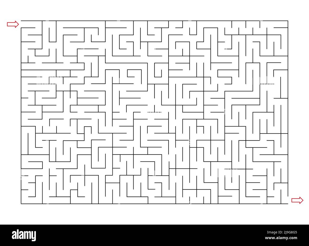 Rectangle labyrinth with entry and exit. Line maze game. Hard -Medium complexity. Kids maze ...