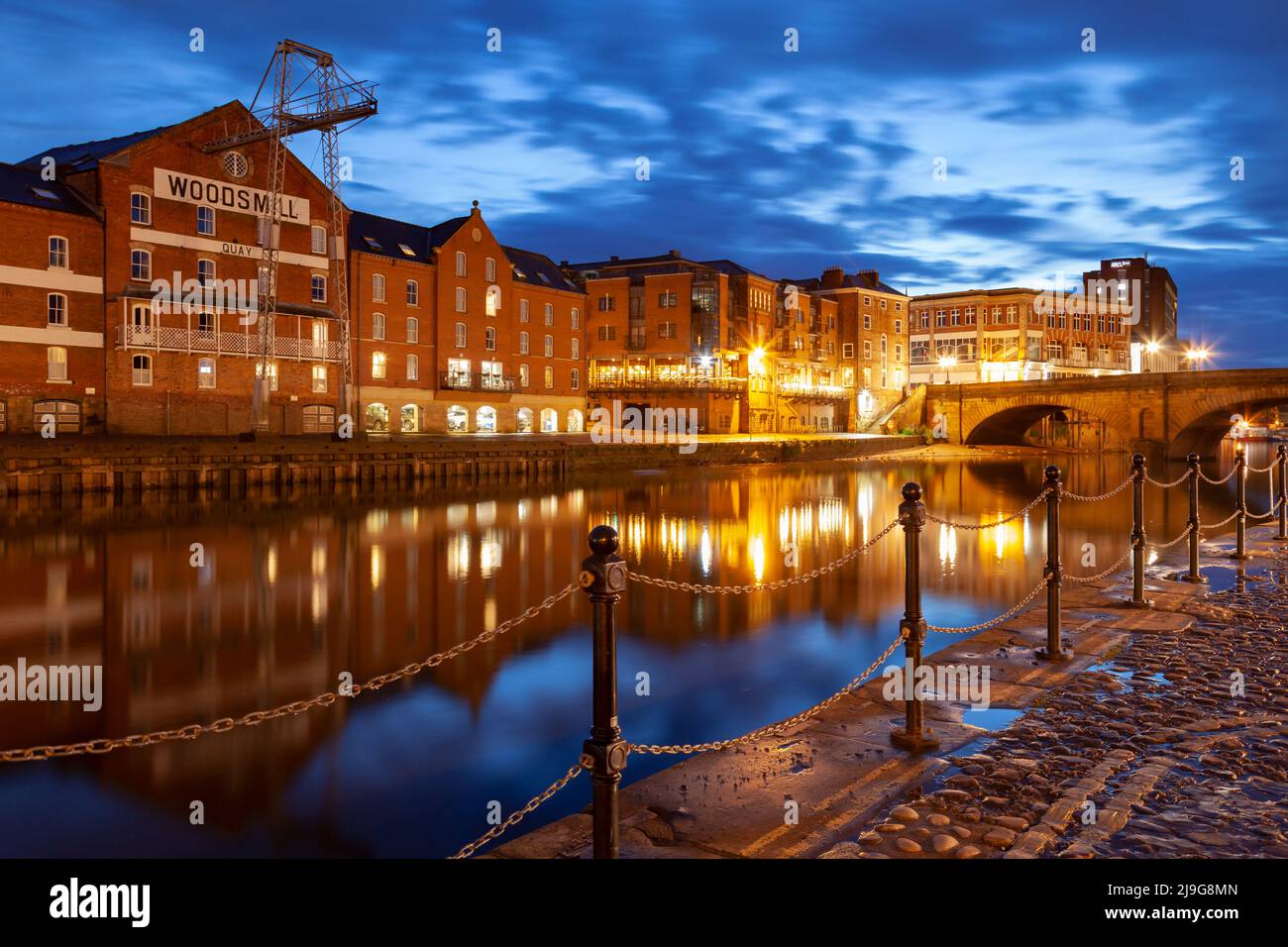 Night falls on the riverside in York, England Stock Photo - Alamy