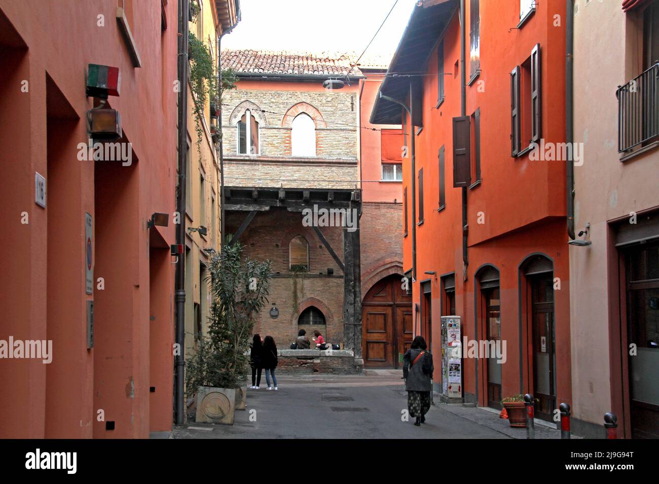 Bologna, Italy. Palazzo Grassi (13th century), with its large wooden ...