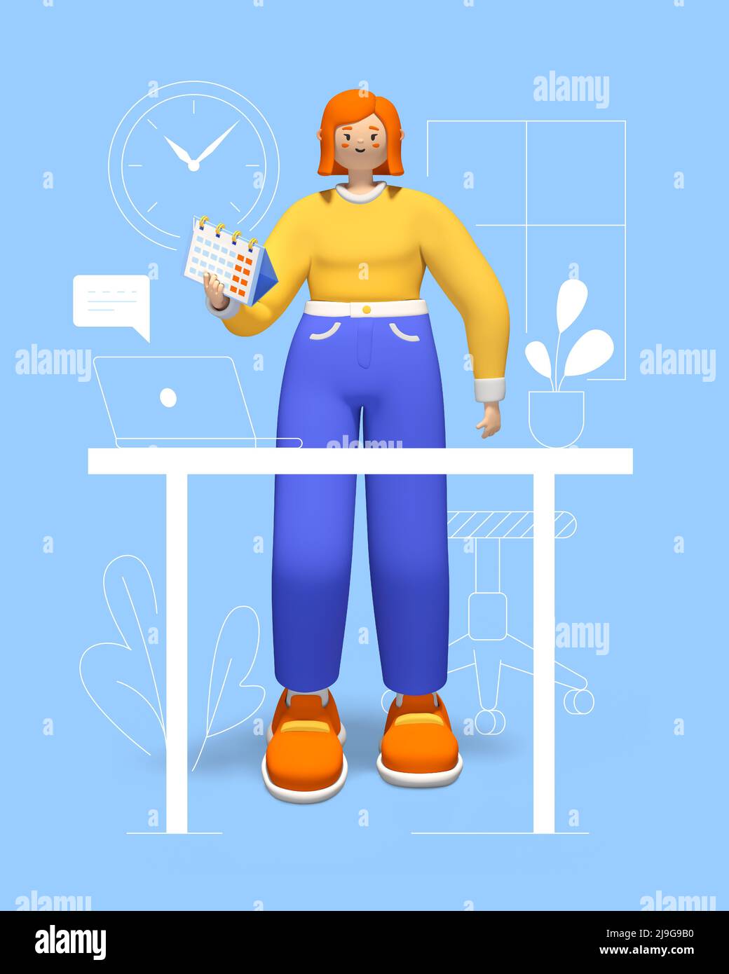 Time management and deadline - realistic colorful 3d illustration Stock ...