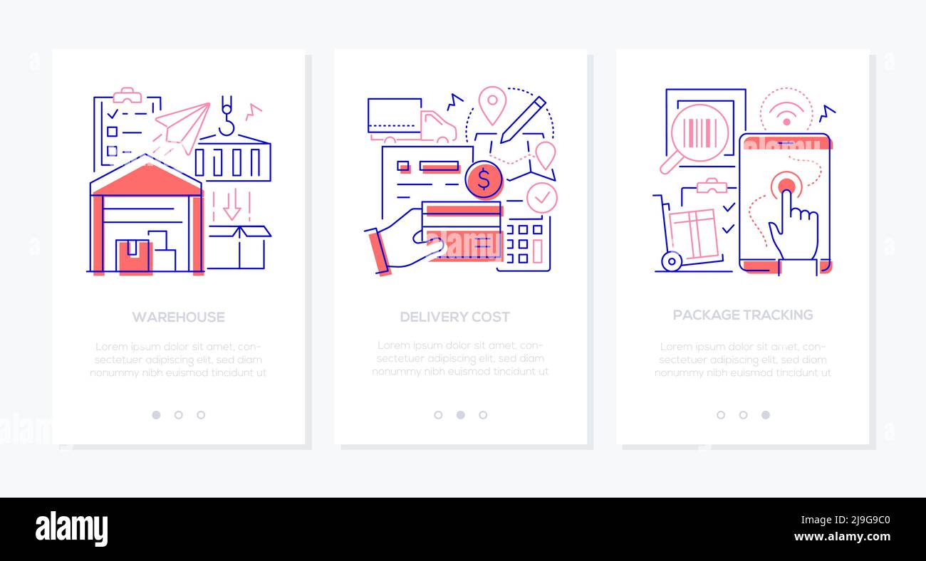 Purchase and delivery - line design style banners set Stock Vector ...