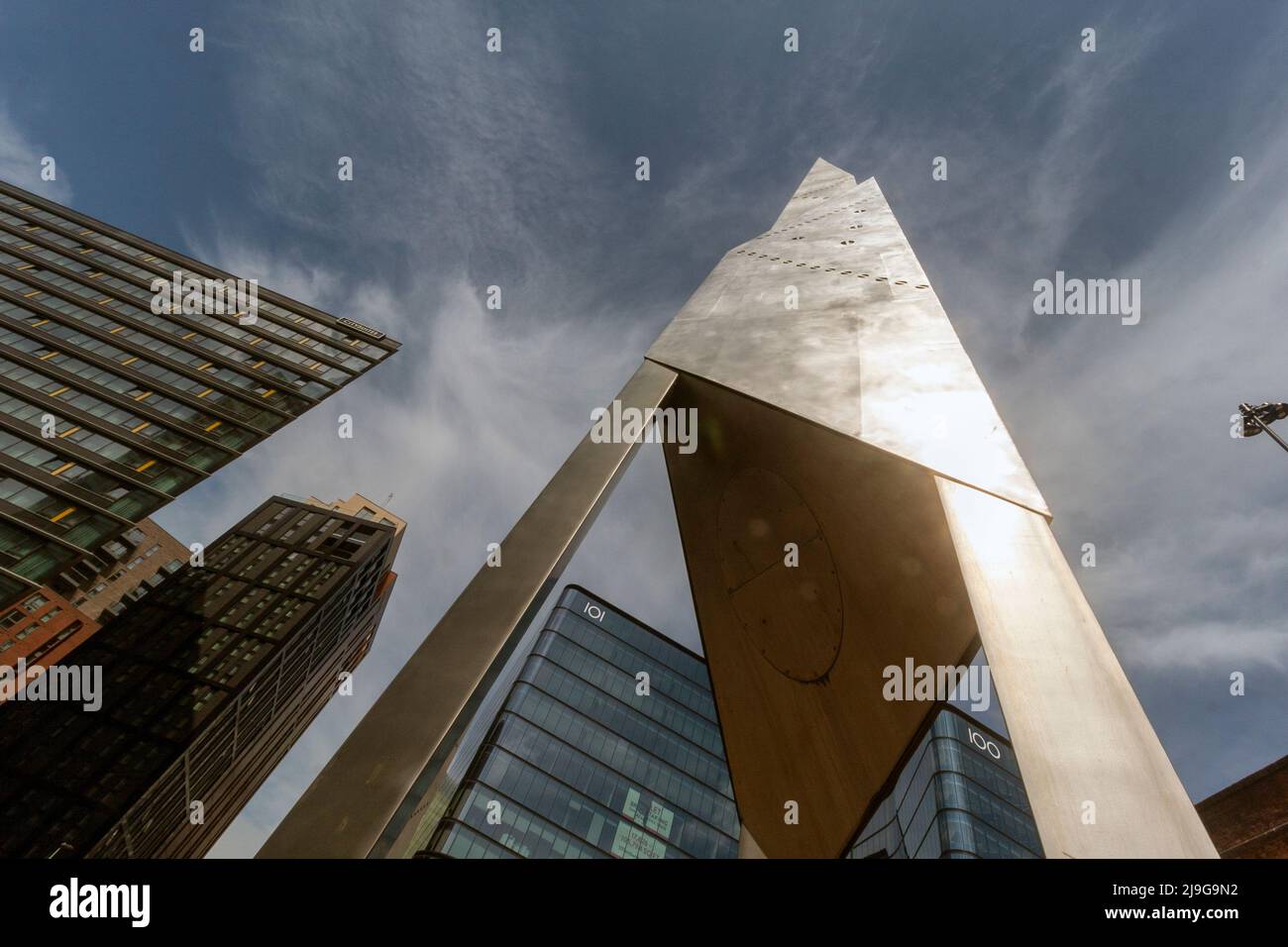 Greengate, Manchester with Modern Buildings and Metal Sculpture Stock ...