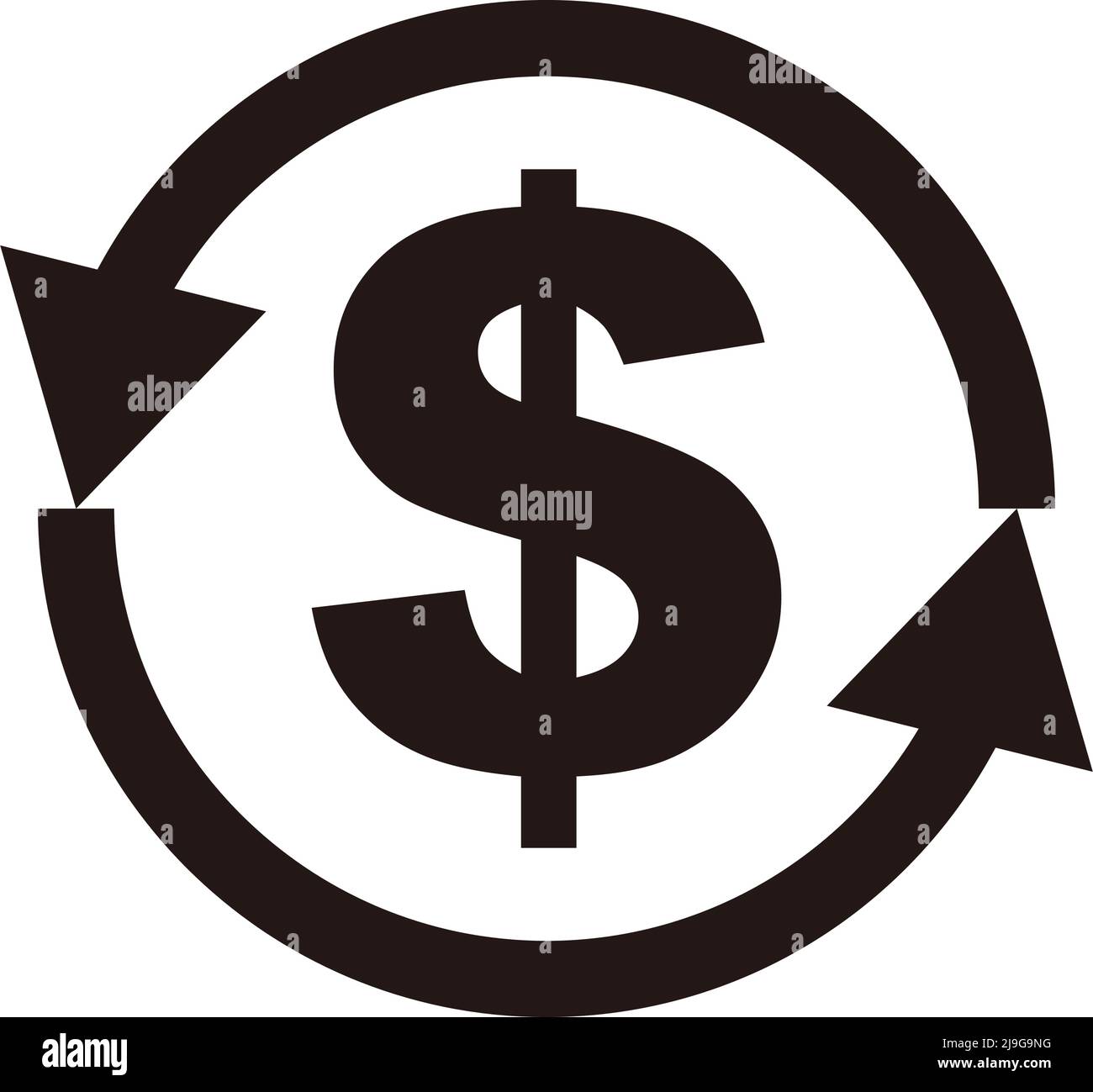 Rotating arrow and dollar sign silhouette icon. Simple vector ...