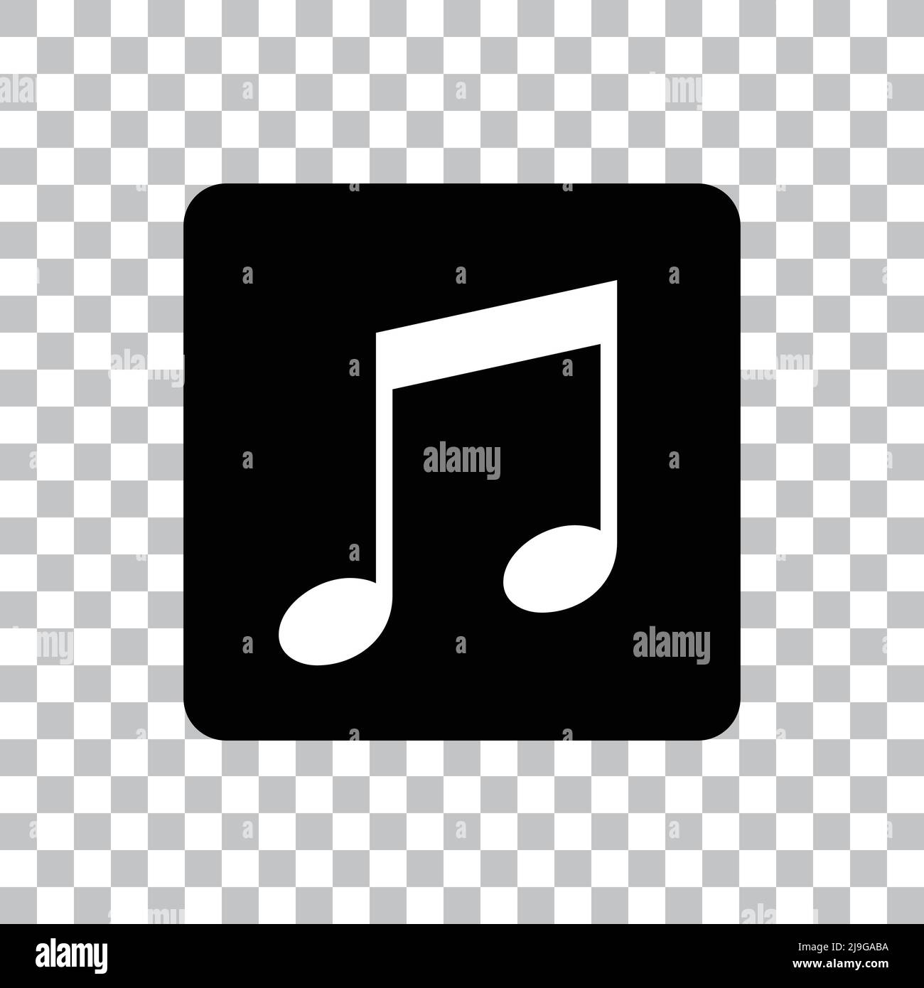 Black music note box icon. Vector with transparent background. Editable ...