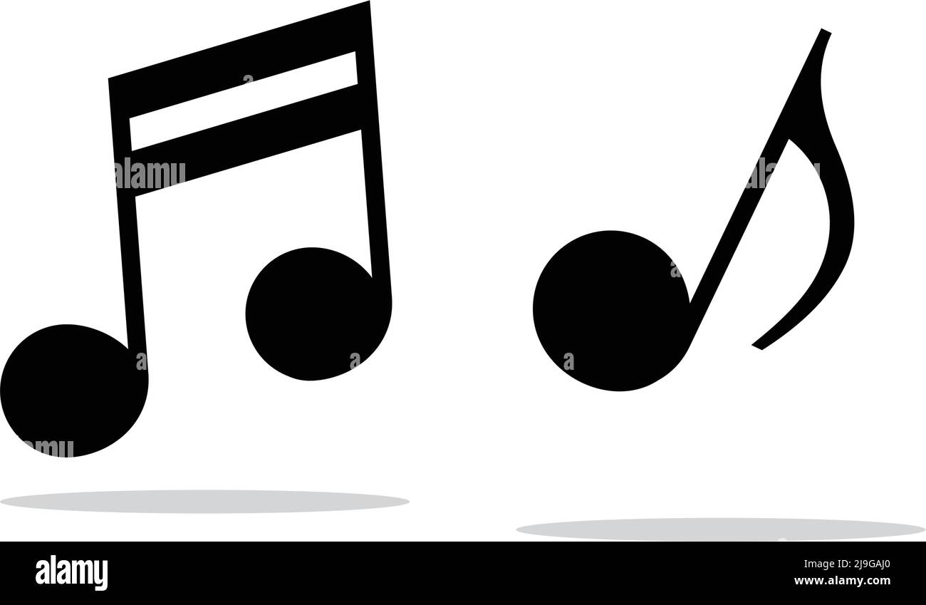 A fun set of musical note icons. Vector set with shadows. Editable ...