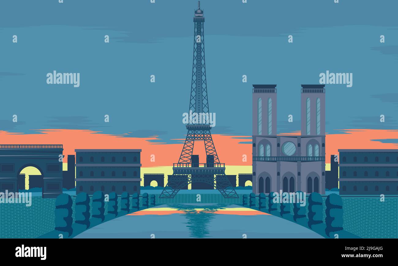 View of park and eiffel tower Stock Vector Images - Alamy
