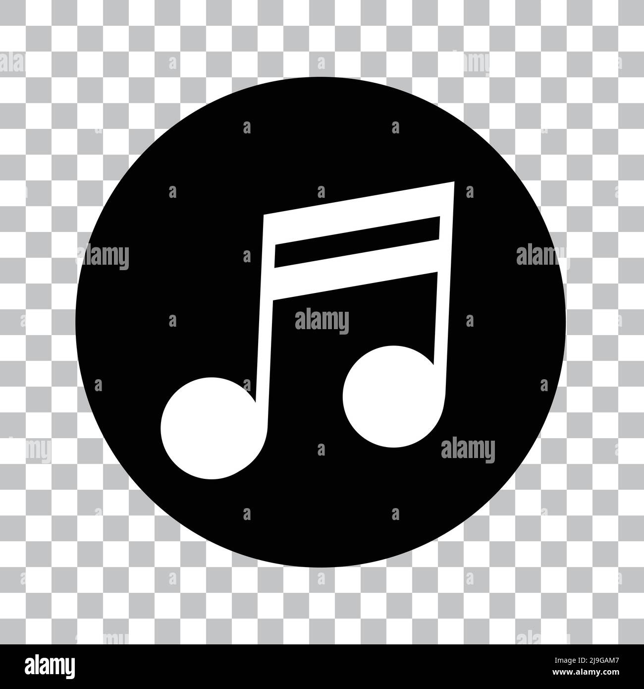 Black round musical note icon. Vector with transparent background ...