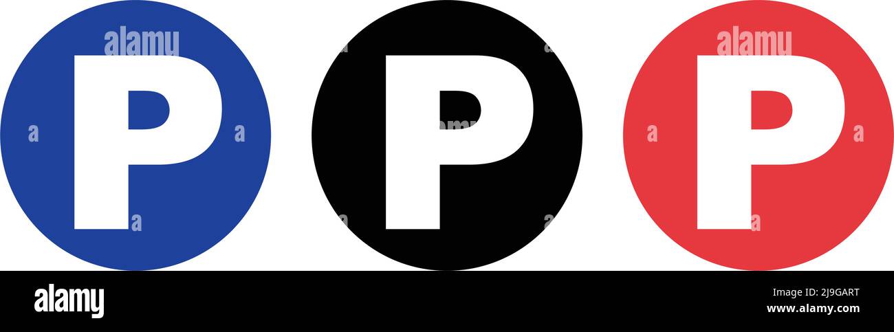 Round parking sign icon set. Vector. Colorful icon. Editable vector ...