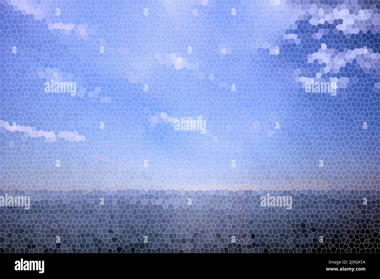 Abstract image with gradient in blue, composed in mosaic with small ...