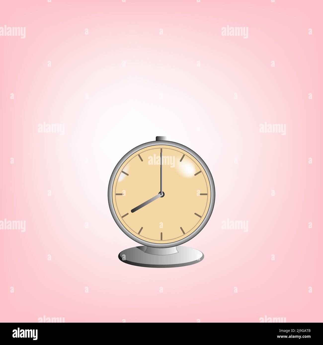 vintage alarm clock on a pink isolated background. vector illustration ...