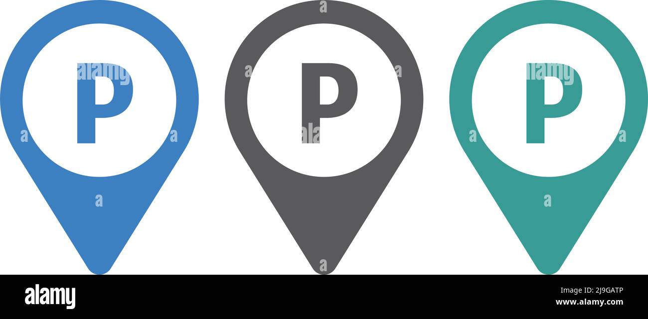 Parking sign map pin icons. Editable vector Stock Vector Image & Art ...