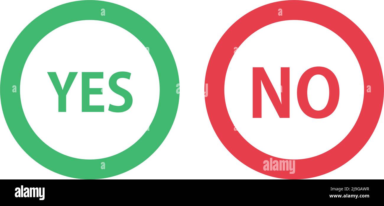 The letters YES and NO in a round circle. Vectors. YES is green and NO ...