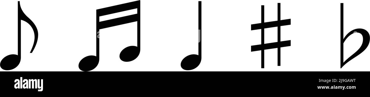 A set of music symbol icons. Vector of simple icons. Editable vector ...