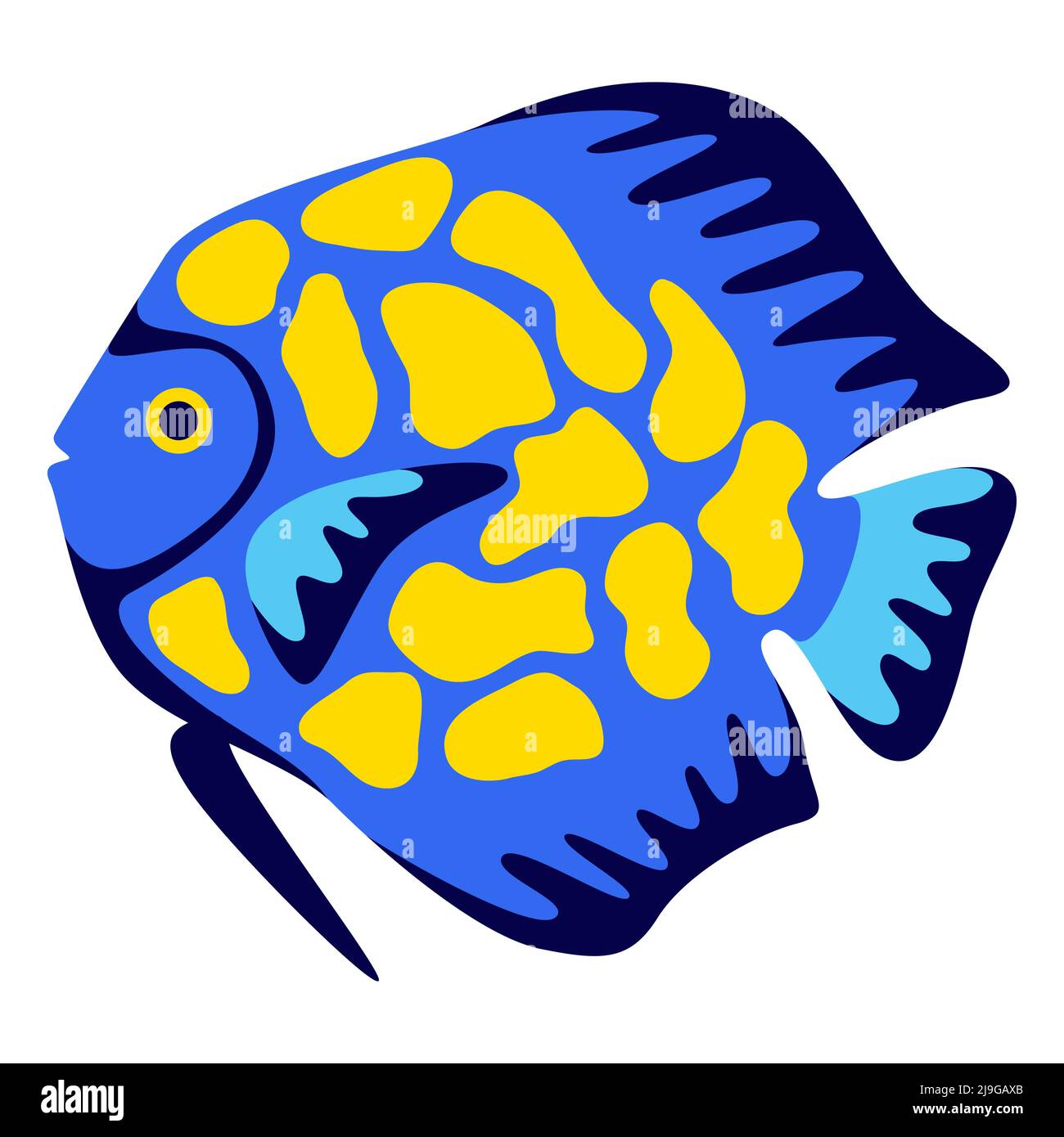 Illustration of tropical discus fish. Aquarium and sea animal. Stylized ...