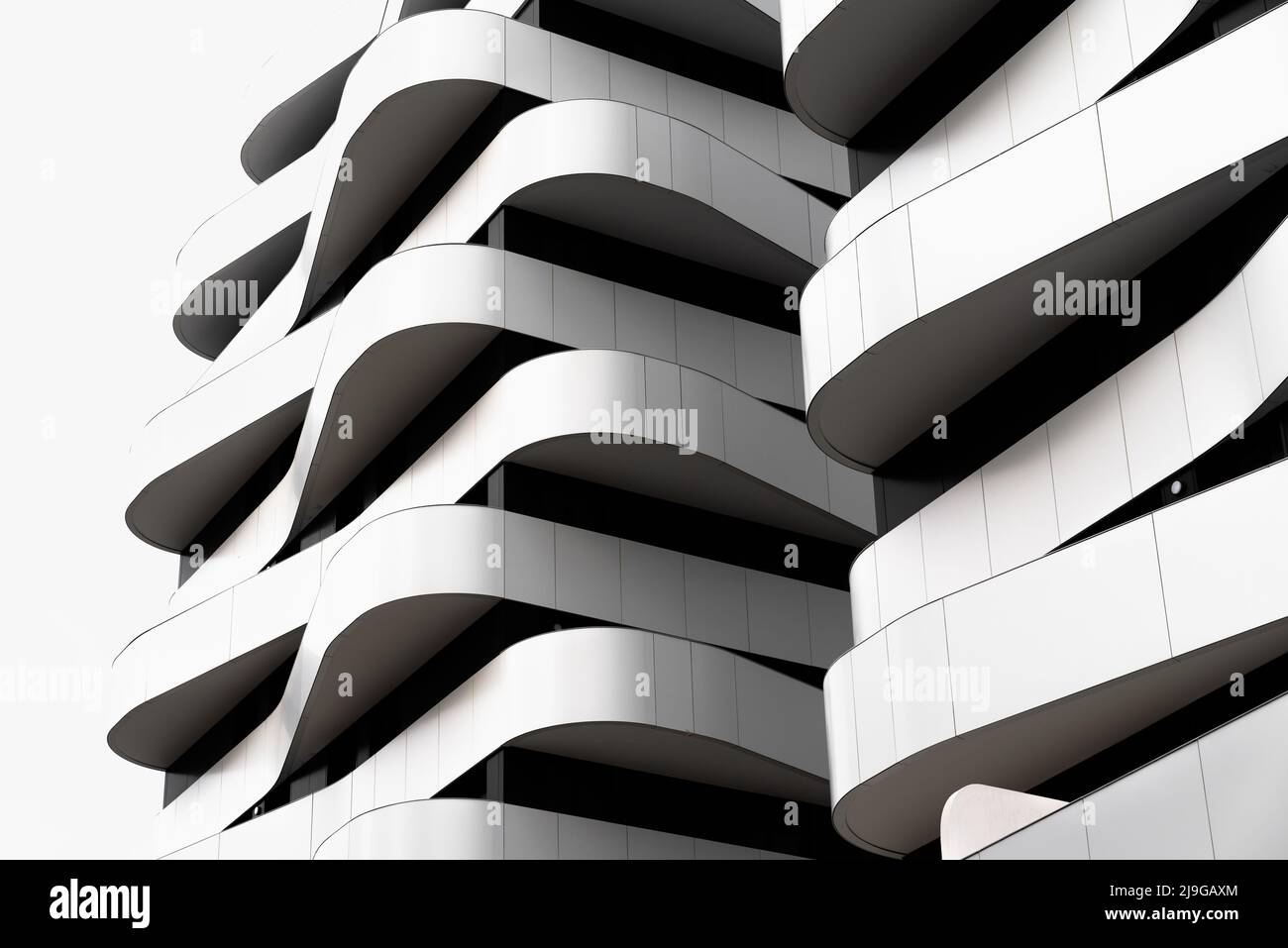 Abstract detail of a curved balcony design for elegant architecture ...