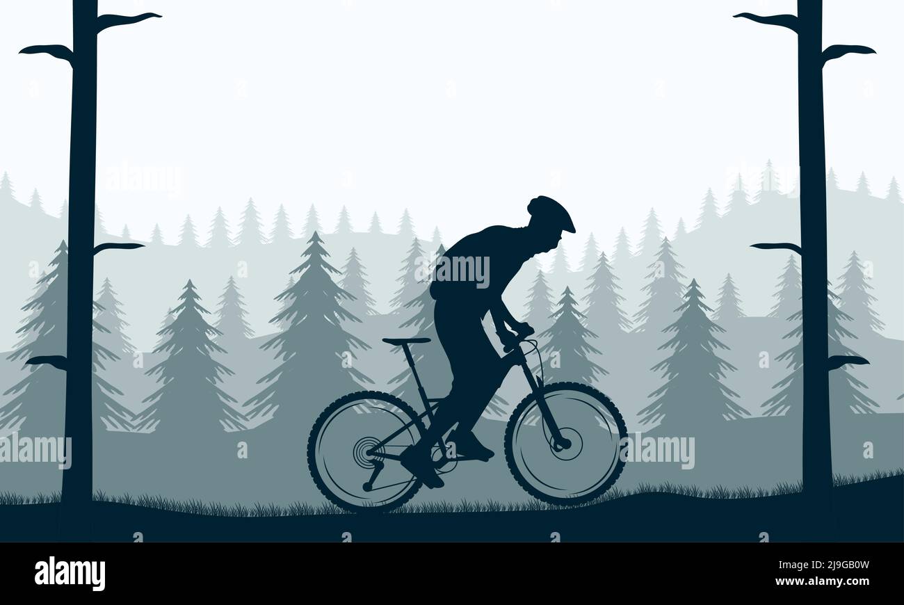Cycling in forest vector Stock Vector Images - Alamy