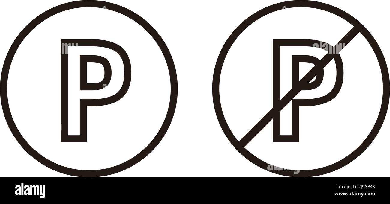 Black and white parking sign icon. Two vectors meaning parking permit ...
