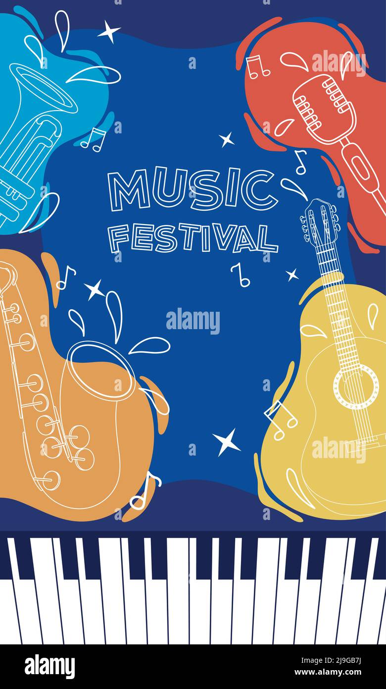 music festival lettering with piano poster Stock Vector Image & Art - Alamy
